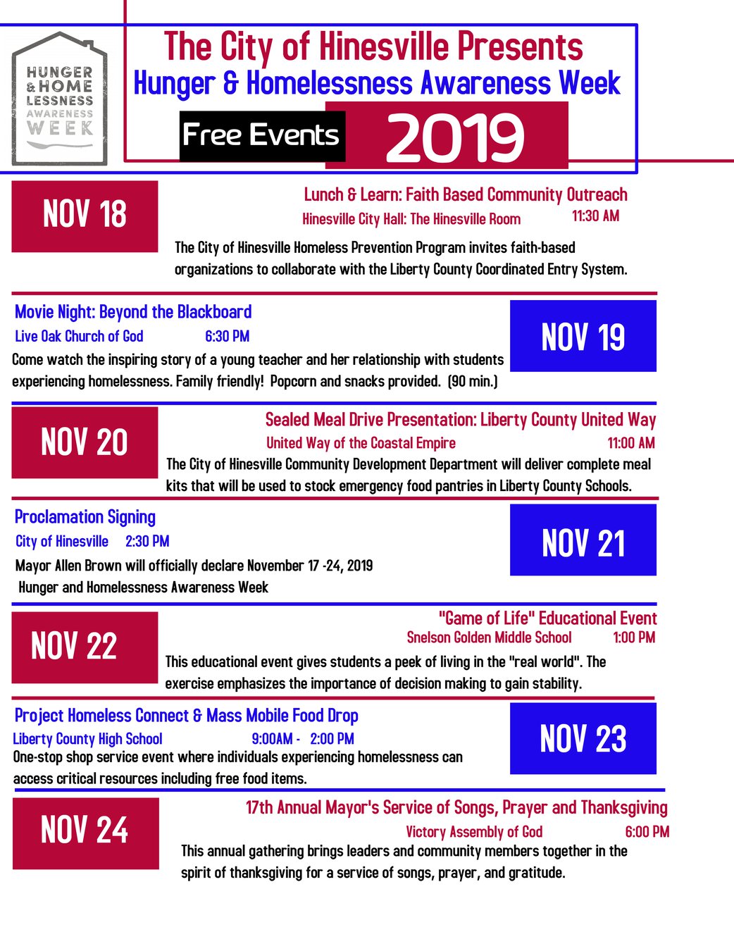 Hunger and Homeless Awareness Week activities set - Coastal Courier