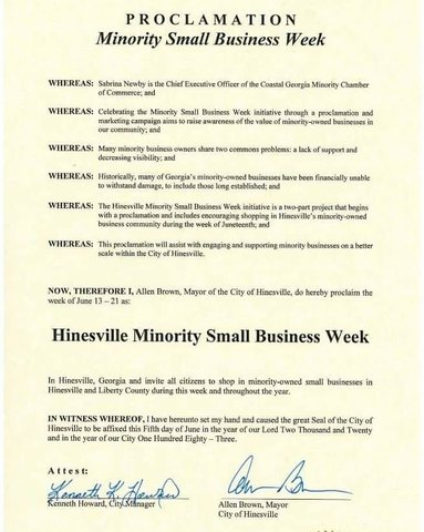 Minority Chamber, City proclaim Small Business Week - Coastal Courier